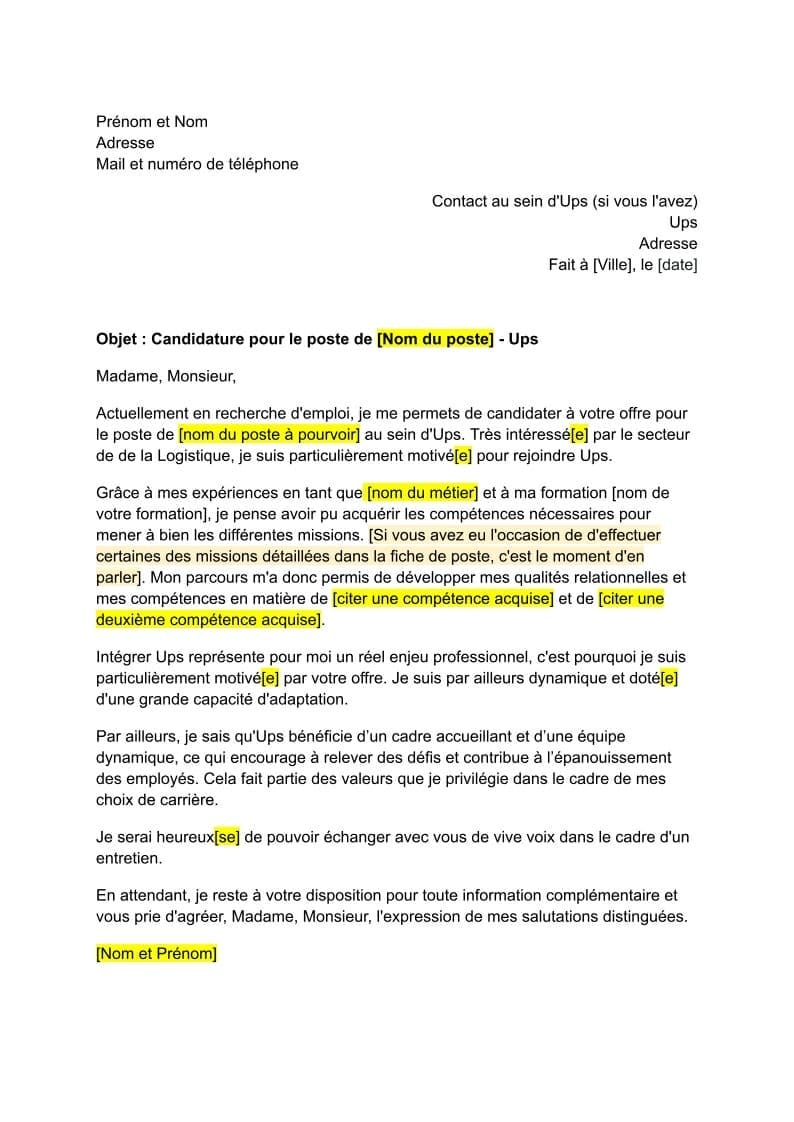 Lettre De Motivation Ups à Télécharger - Word - Gratuit